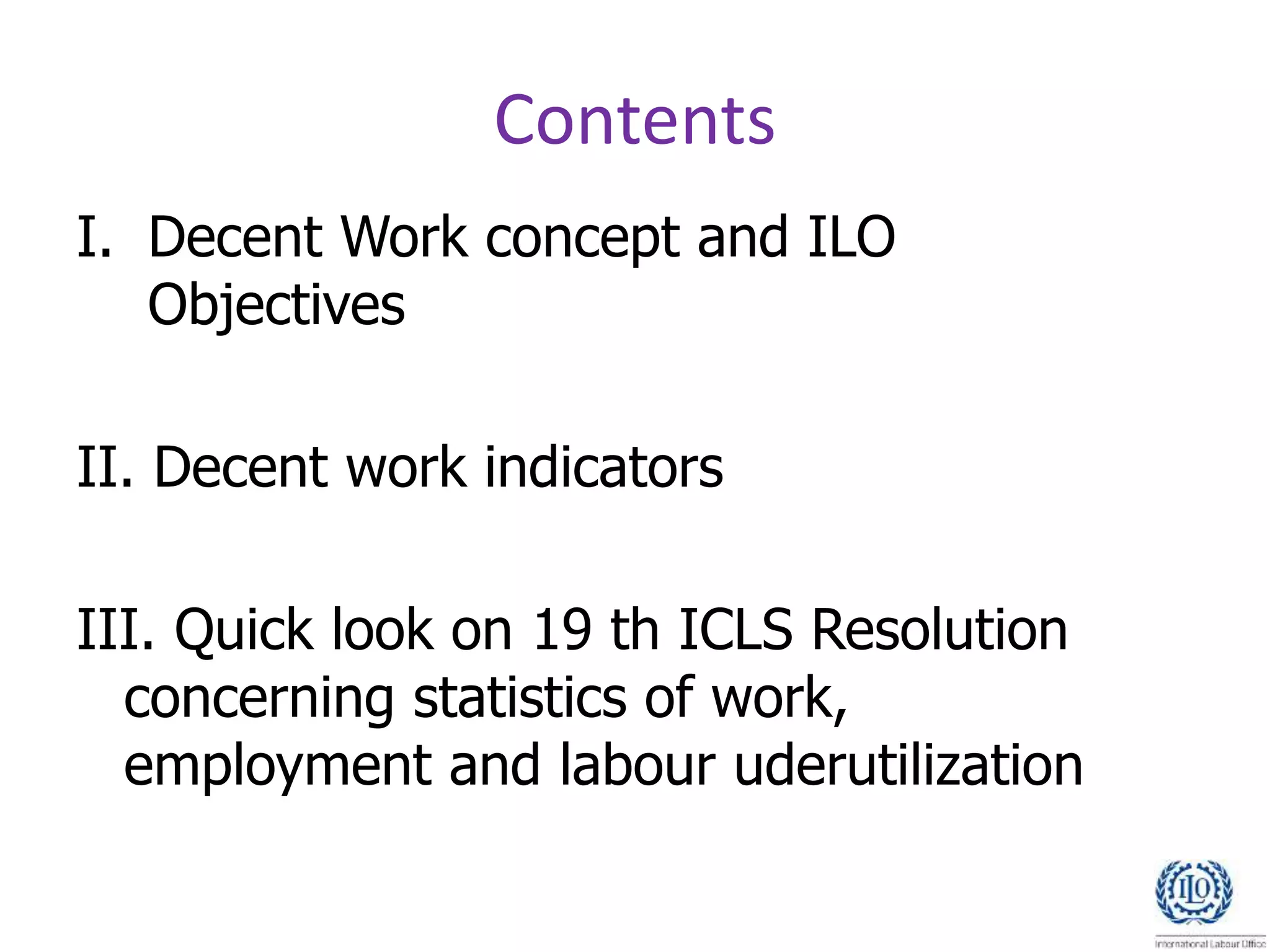 MEASURING DECENT WORK INDICATORS AND WORK STATISTICS | PPTX