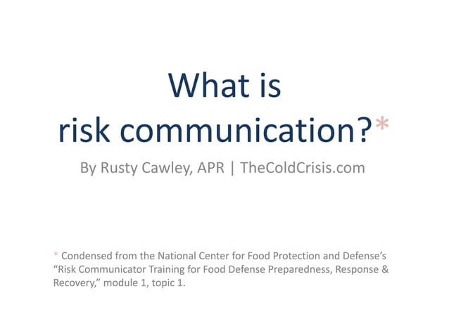 What is risk communication? | PPTX | Business | Business and Finance