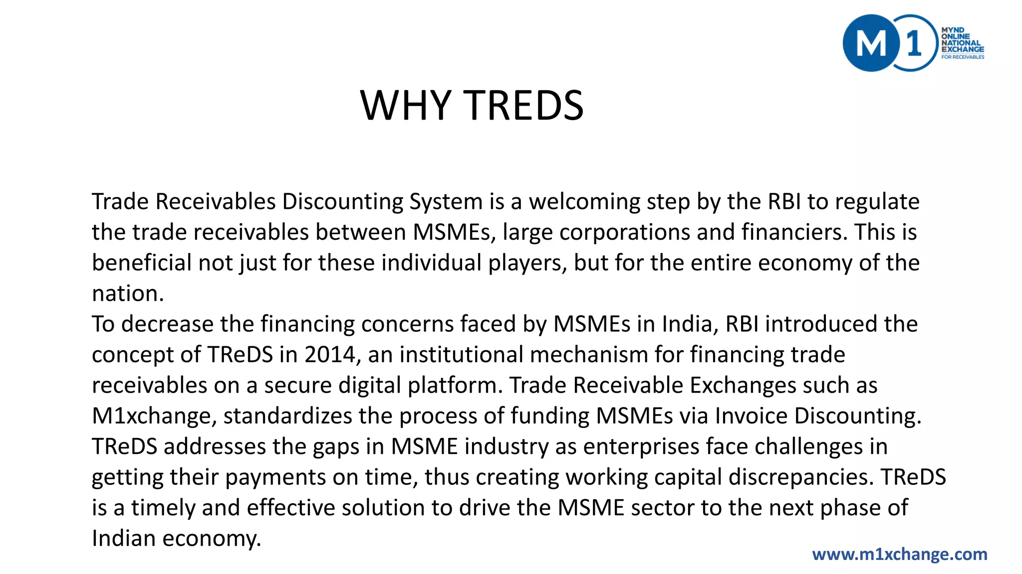 TReDS | Trade Receivables Discounting System - M1xchange | PPTX