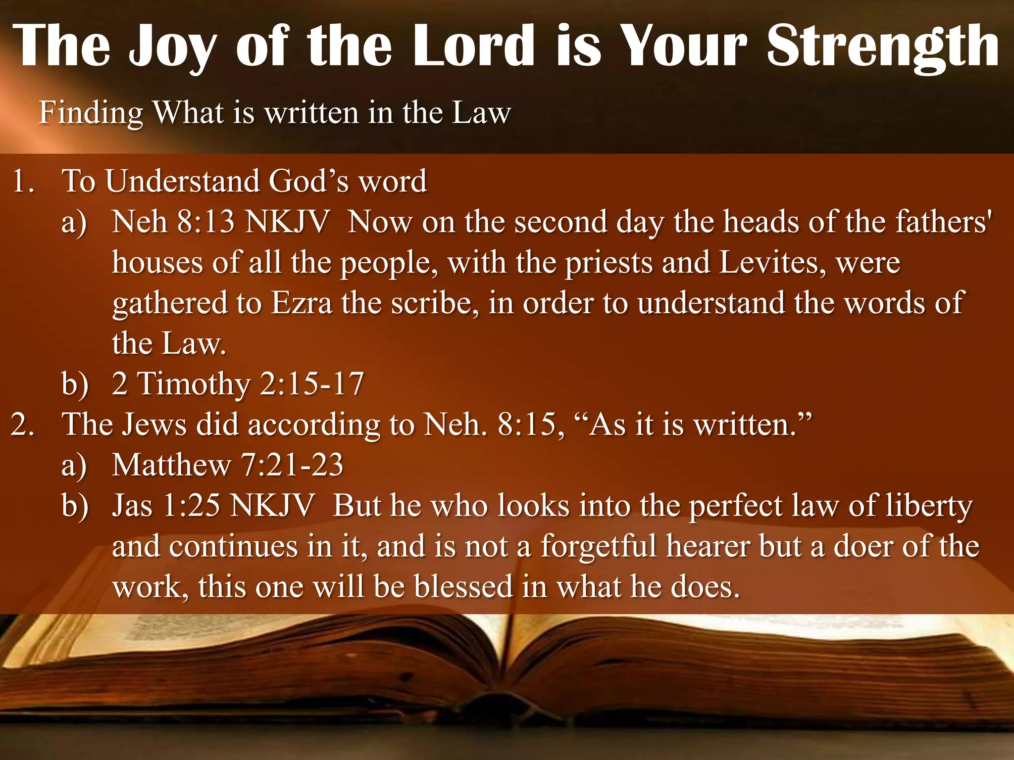 M2013 s19 The joy of the Lord is your strength sermon | PPTX | Judaism | Religion & Spirituality