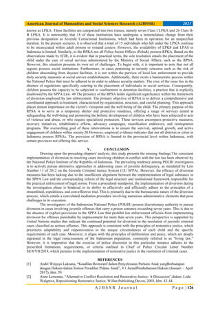 IMPLEMENTATION OF DIVERSION IN THE SETTLEMENT OF CRIMINAL CASES CHILDREN IN CONFIDENCE UNDER THE ...