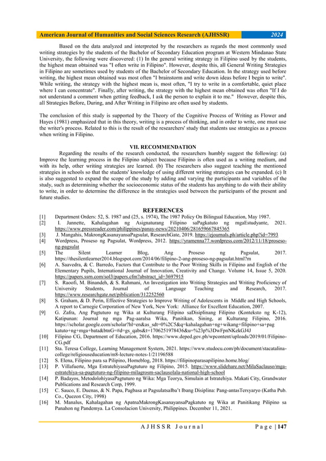 Writing in Filipino: The Most Used Strategies of the Bachelor of ...