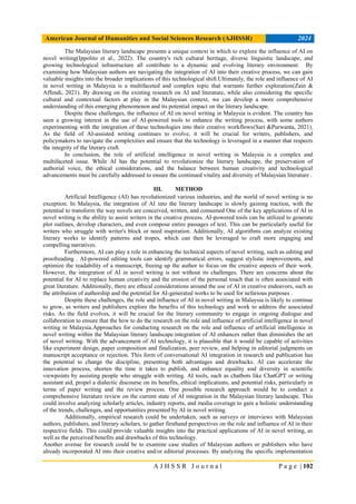 THE ROLE AND INFLUENCE OFARTIFICIAL INTELLIGENCE (AI) IN NOVELWRITING ...