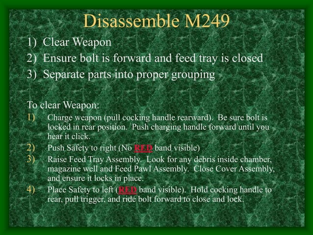 m249-saw PMI To familiarize the soldier with the M249 Squad Automatic ...