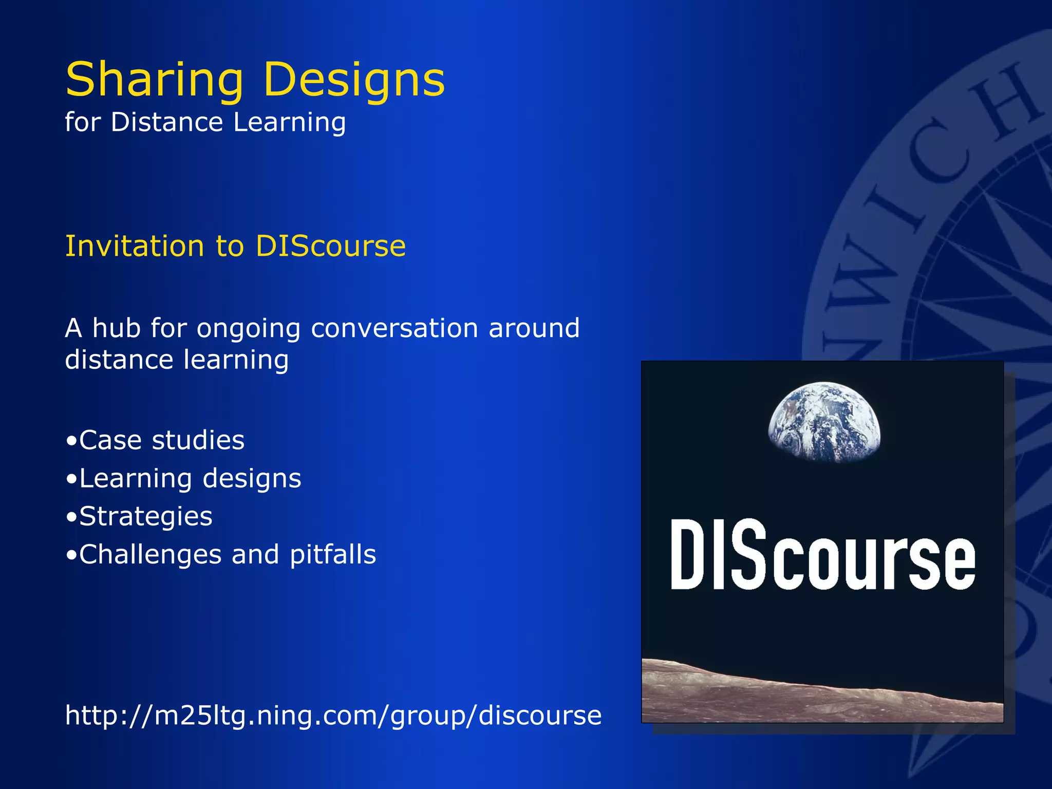 M25 sharing designs for distance learning | PPT