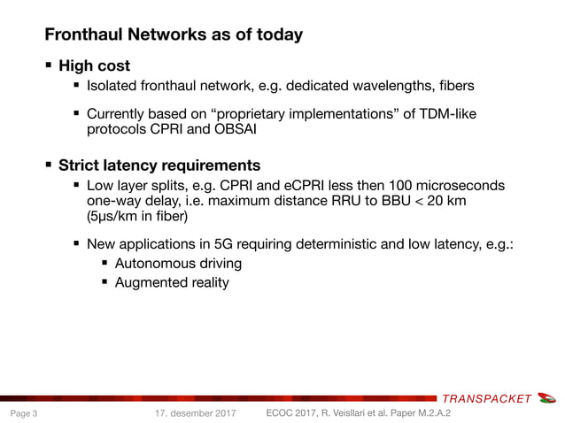 Ultra-Low Latency 100 Gb/s Optical Packet Network | PPT