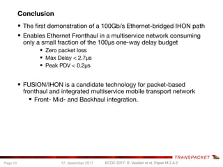 Ultra-Low Latency 100 Gb/s Optical Packet Network | PPT