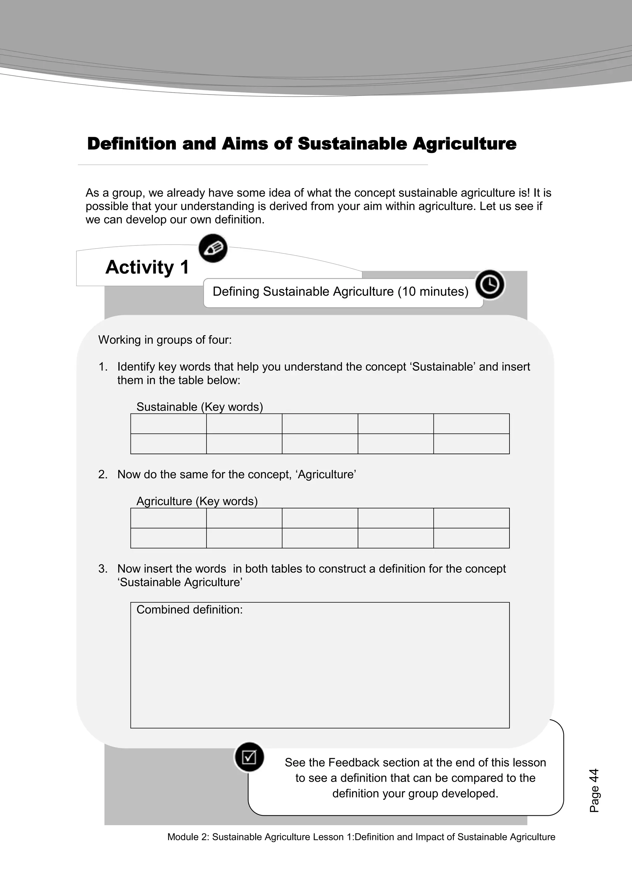 Farmer's Agribusiness Training Course: Module 2 - Sustainable ...