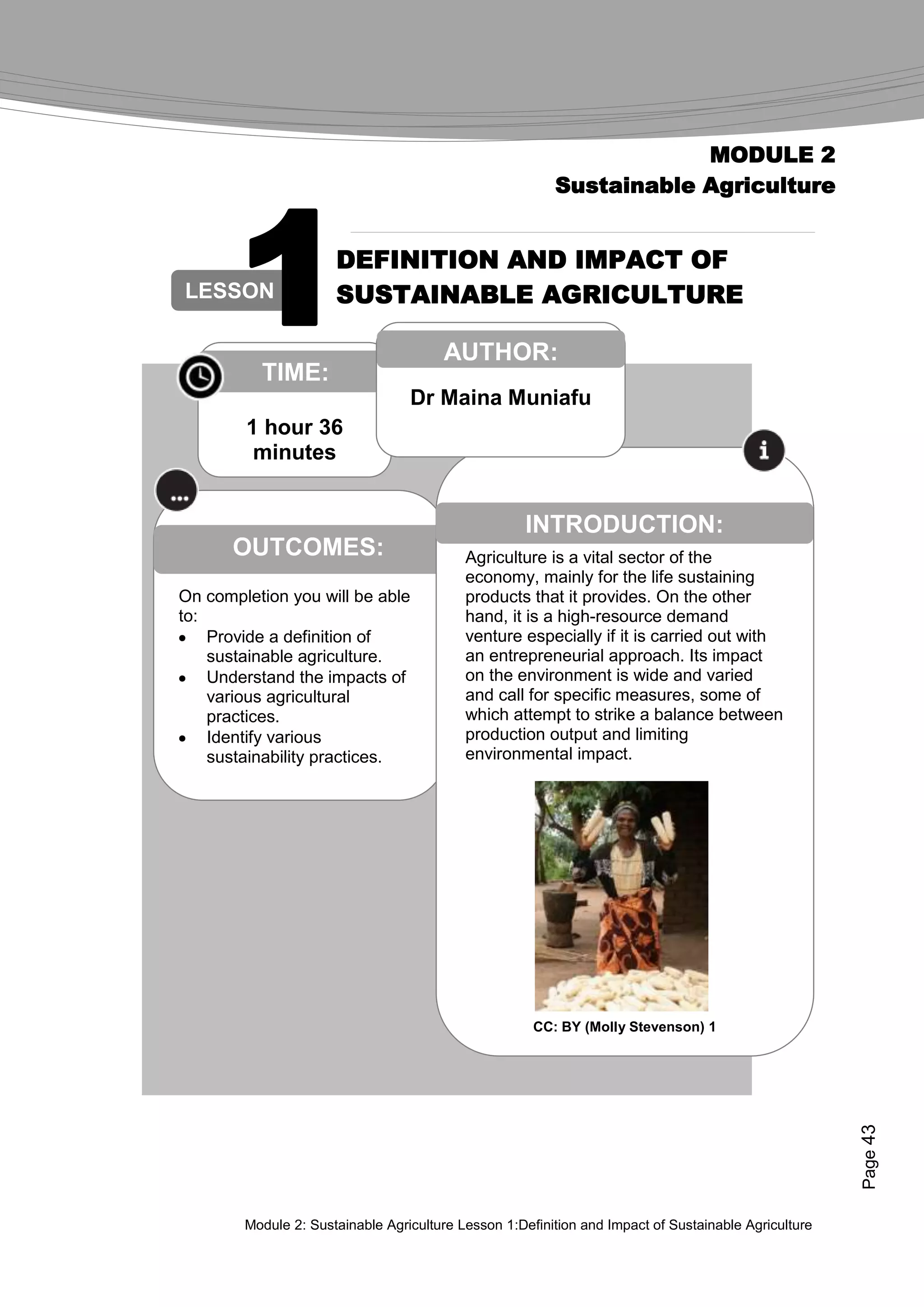 Farmer's Agribusiness Training Course: Module 2 - Sustainable ...
