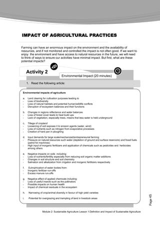 Farmer's Agribusiness Training Course: Module 2 - Sustainable ...