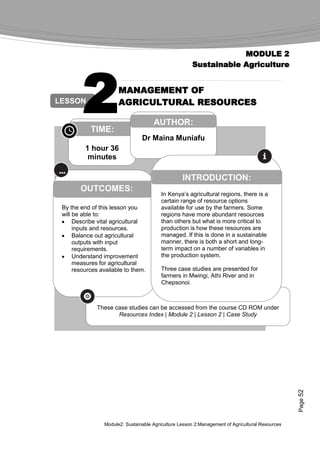 Farmer's Agribusiness Training Course: Module 2 - Sustainable ...