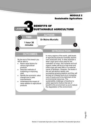 Farmer's Agribusiness Training Course: Module 2 - Sustainable ...