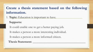 EAPP_Lesson 4: HOW TO WRITE THESIS STATEMENT | PPT