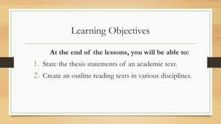 EAPP_Lesson 4: HOW TO WRITE THESIS STATEMENT | PPT
