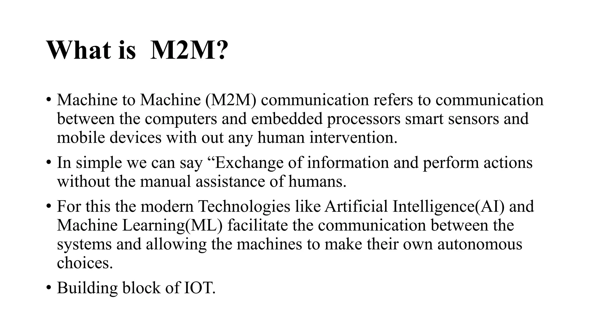 M2M technology in IOT | PPTX