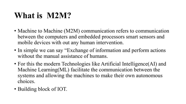 M2M technology in IOT | PPTX
