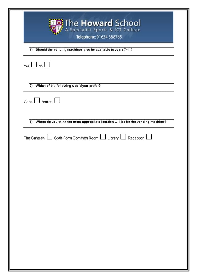 Vending machine Questionnaire | DOCX | Grocery Shopping | Shopping