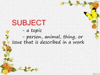 Subjects and Elements (Contemporary Philippine Arts from the Region) | PPTX