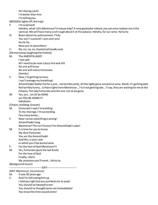 Cask of amontillado script | PDF