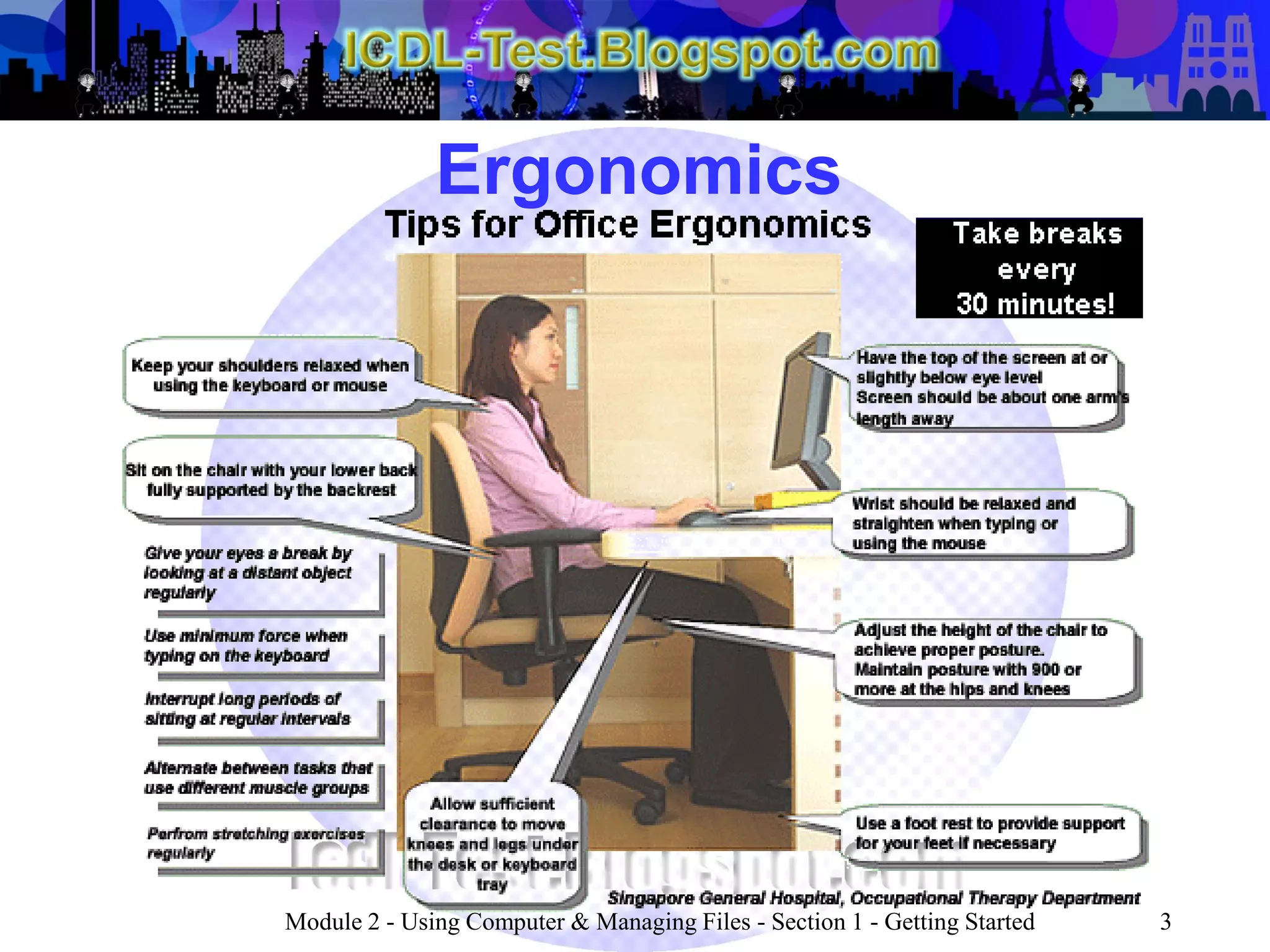 ICDL Module 2 - Using Computers & Managing Files (Windows XP) - Presentation Slides | PDF