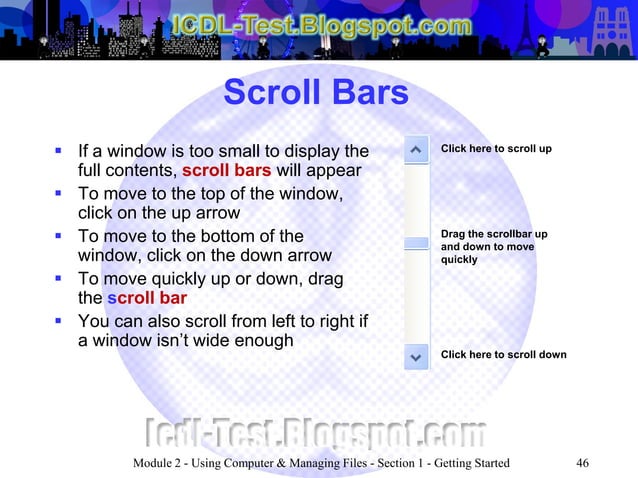 ICDL Module 2 - Using Computers & Managing Files (Windows XP) - Presentation Slides | PPT