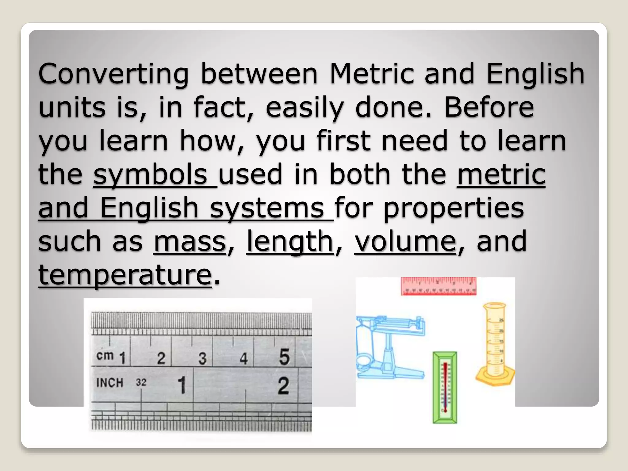 standard and metric units conversion | PPTX