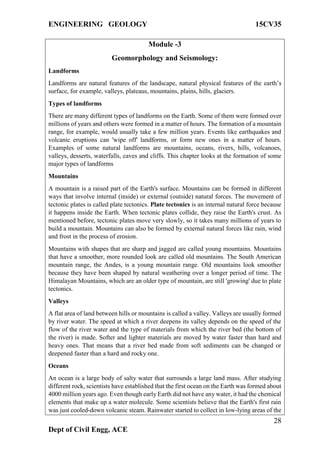 gemorphology and seismology full chapter with ANSWERS | PDF