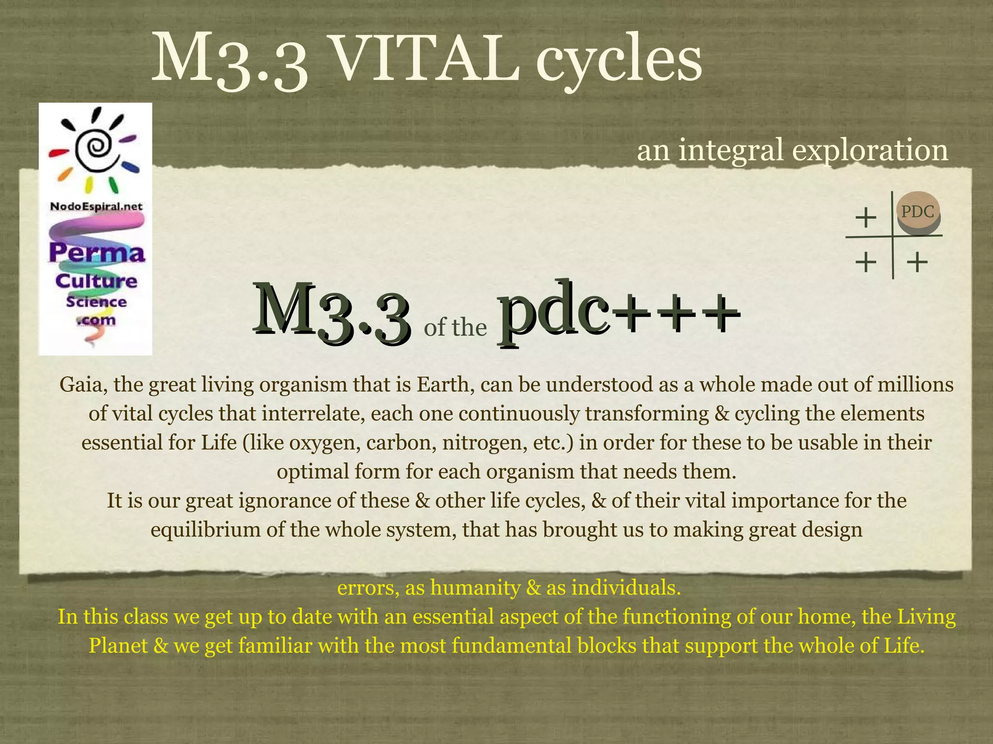PDC+++ Module 3 Class 3 Vital Cycles | PPT