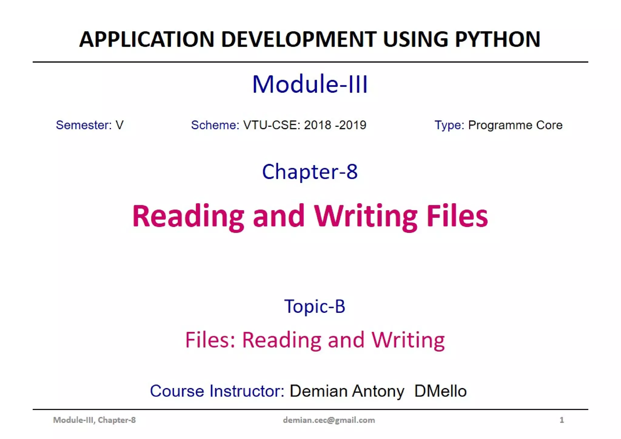 Python Programming Adp Vtu Cse 18cs55 Module 3 Chapter 8 B Ppt