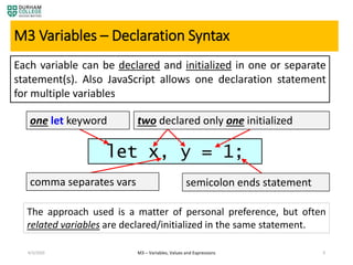 variables, values and expressions | PPTX