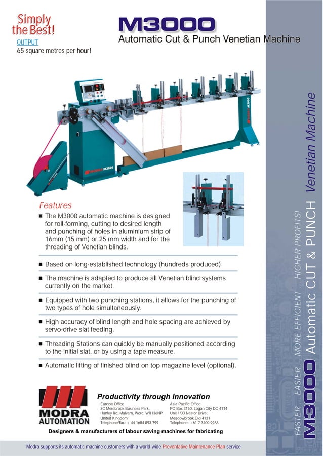 Original Sales Brochure for Modra's M3000 Machine | PDF