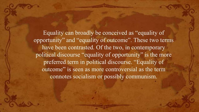 Equality recent aspects and political theory | PPTX | Politics