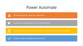 Building a Microsoft Teams Provisioning Process using Power Apps & Power Automate | PPTX | Cloud ...