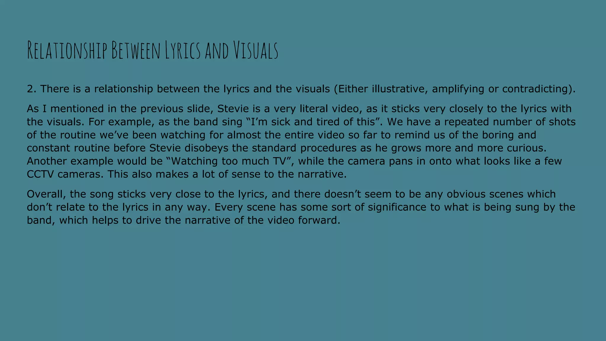 Stevie Music Video Analysis | PPT