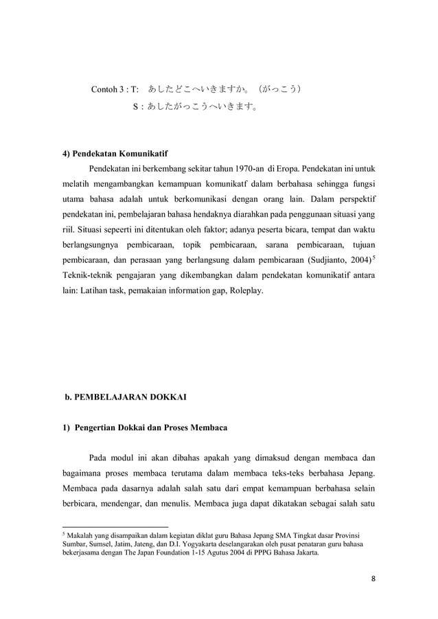 Materi M3KB4 - Pengajaran Dokkai, Kaiwa, dan Sakubun | PDF