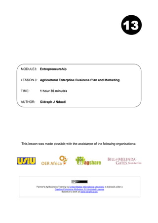 Farmer's Agribusiness Training Course: Module 3 - Entrepreneurship ...