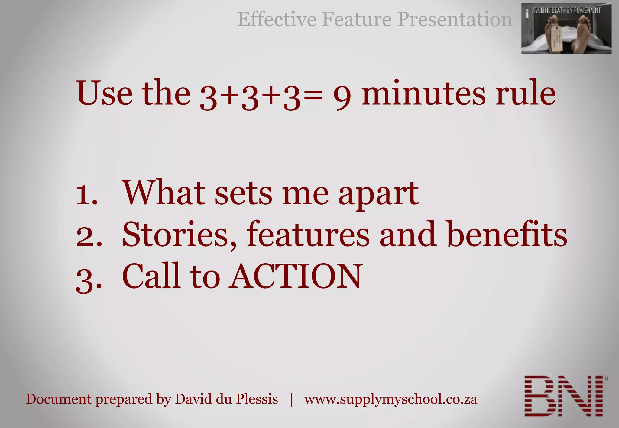 BNI Feature Presentation (10 minute presentation) | PPTX