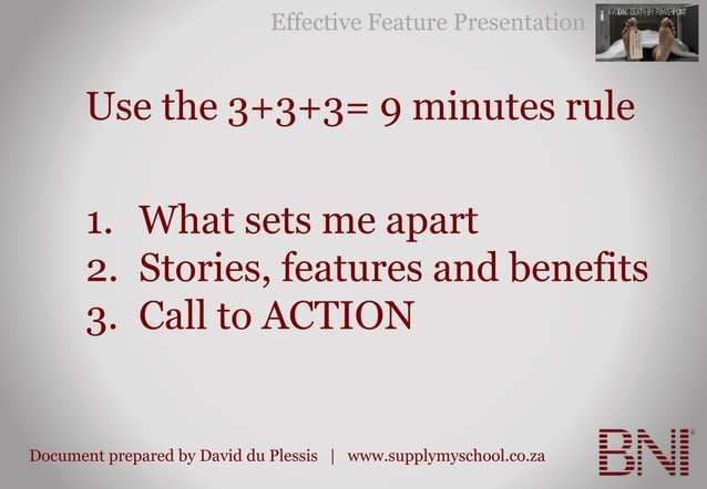 BNI Feature Presentation (10 minute presentation) | PPTX