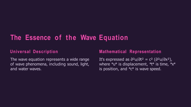 modeling and solution of wave equation ppt | PPTX