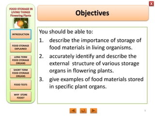 Biology M3 Food Storage in flowering plants | PPTX