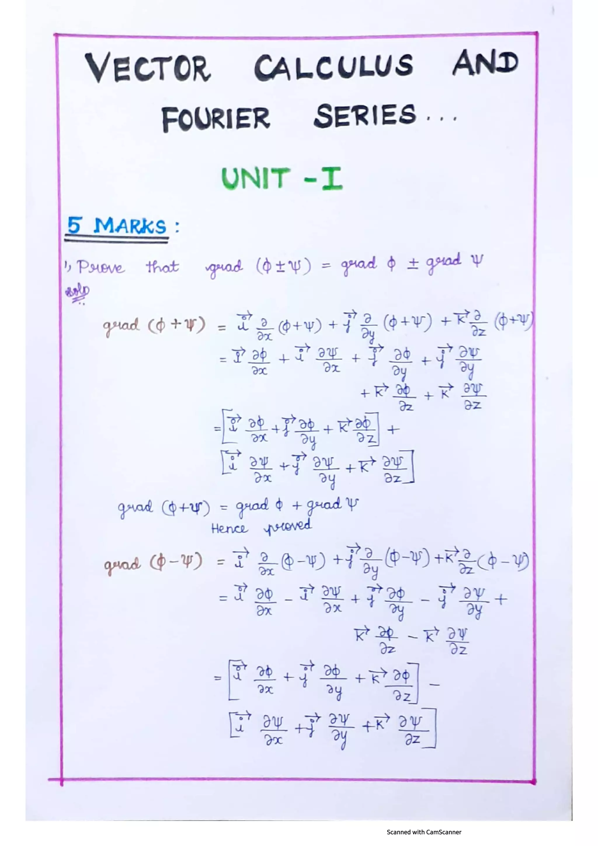 VECTOR CALCULUS AND FOURIER SERIES | PDF