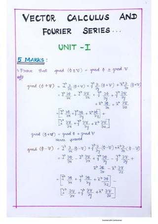 Vector calculus and Fourier Series | PDF