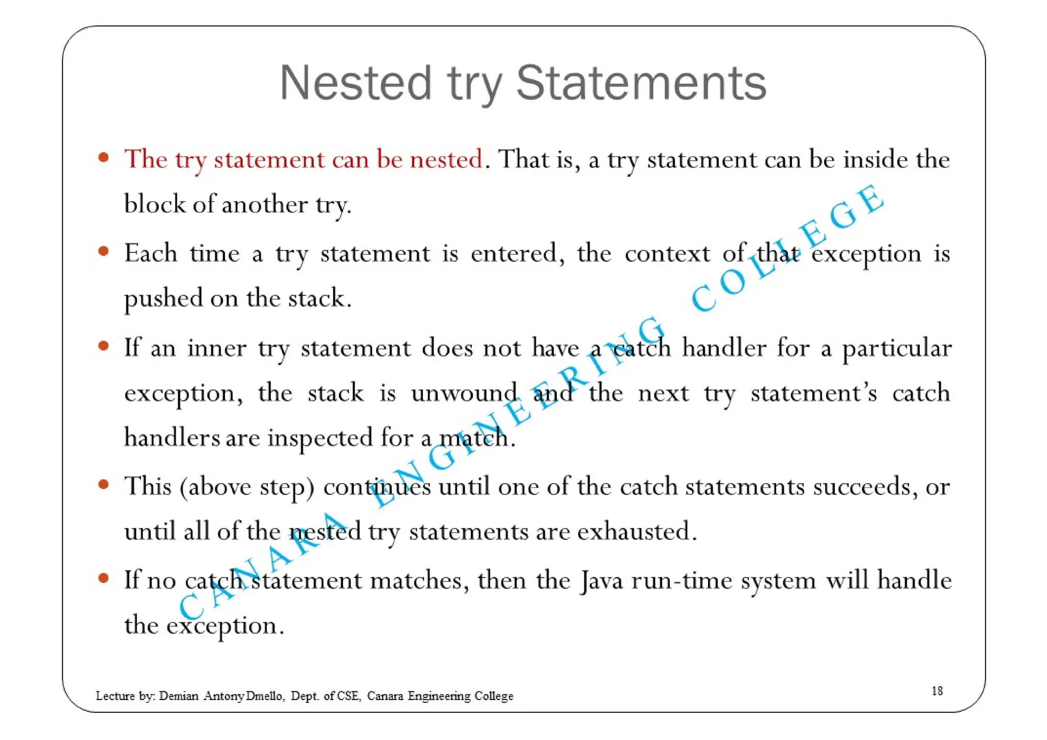 Exception Handling in JAVA | PDF