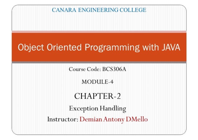 Exception Handling in JAVA | PDF | Programming Languages | Computing