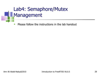 FreeRTOS Course - Semaphore/Mutex Management | PPT