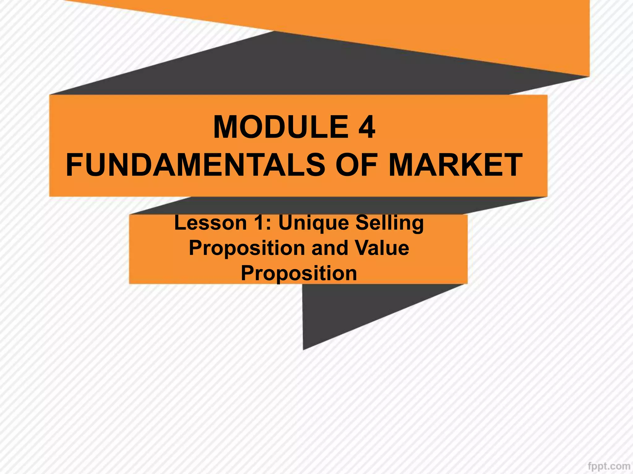 Unique selling proposition and value proposition | PPTX