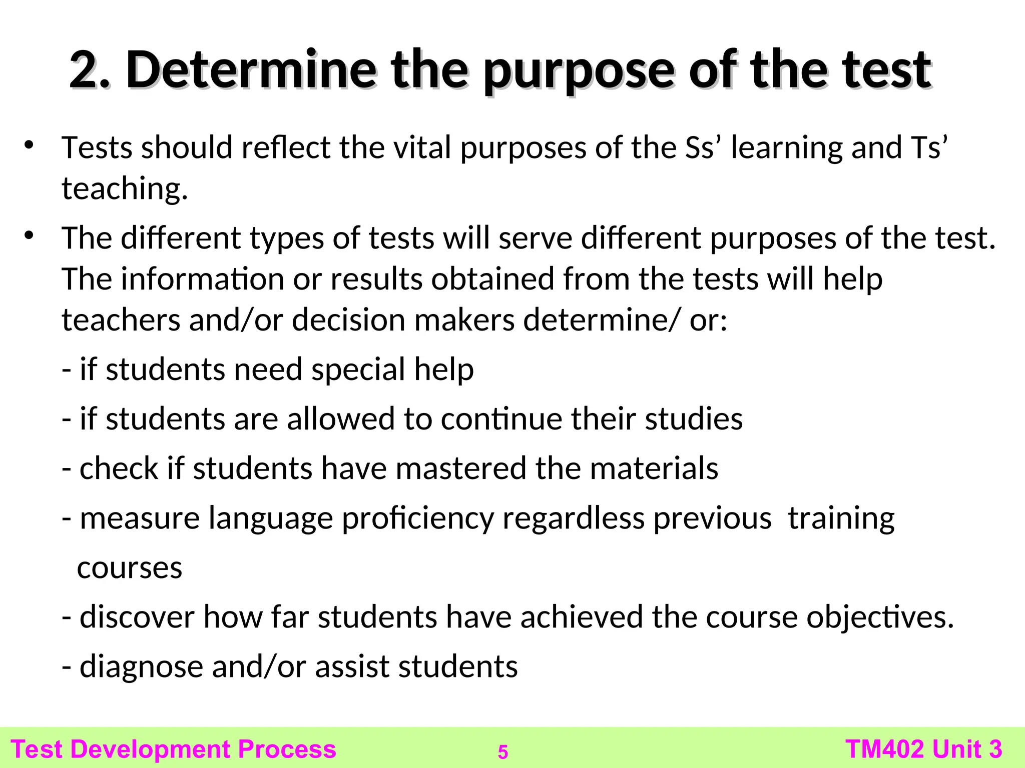 M402U3=Test Development Process for teaching | PPT