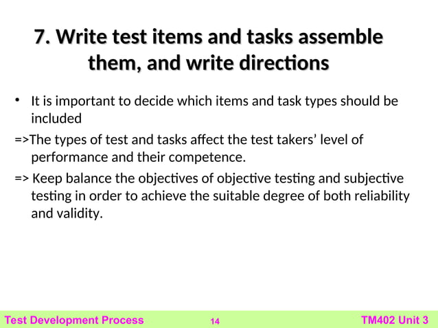 M402U3=Test Development Process for teaching | PPT