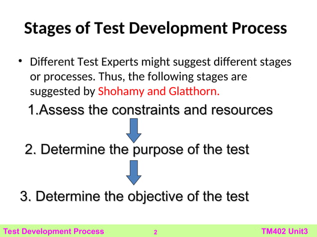 M402U3=Test Development Process for teaching | PPT