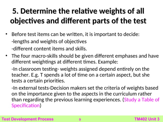 M402U3=Test Development Process for teaching | PPT